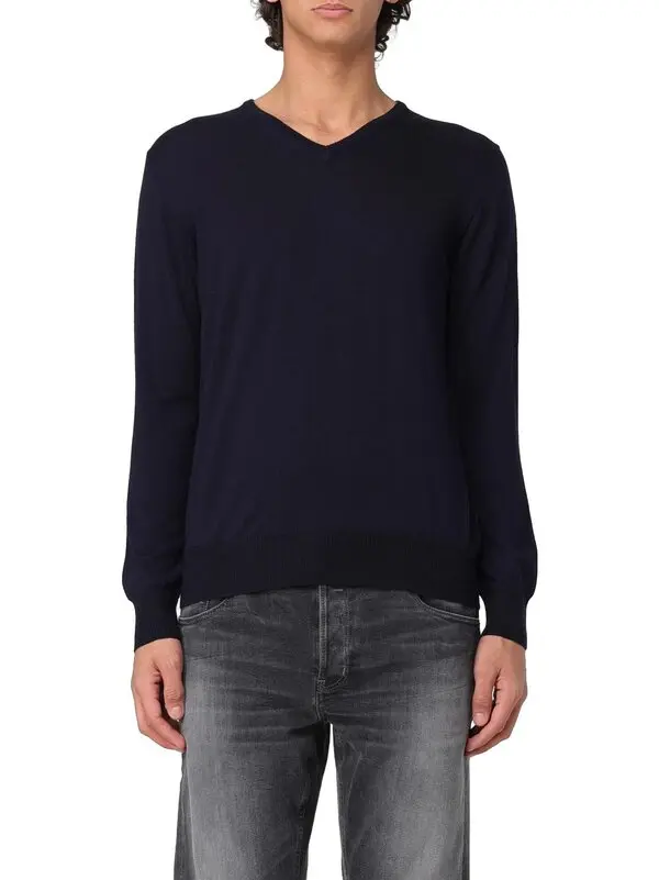 XC V-neck Fine Knit Jumper - Blue
