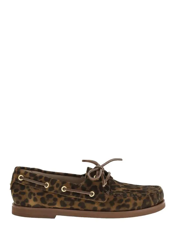 GIANVITO ROSSI Leopard Print Suede Boat Loafers - Multicolor