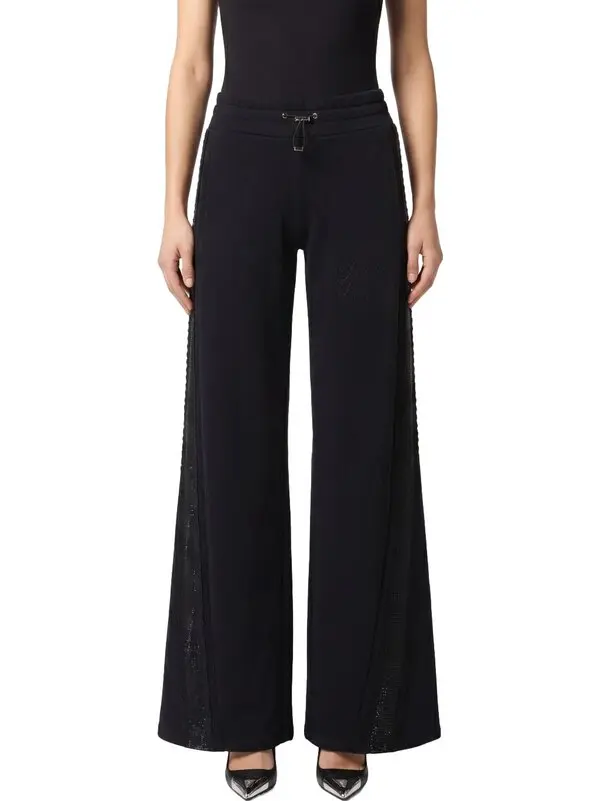 Philipp Plein Flared Cotton Jogging Pants With Embellished Side Panels - Black
