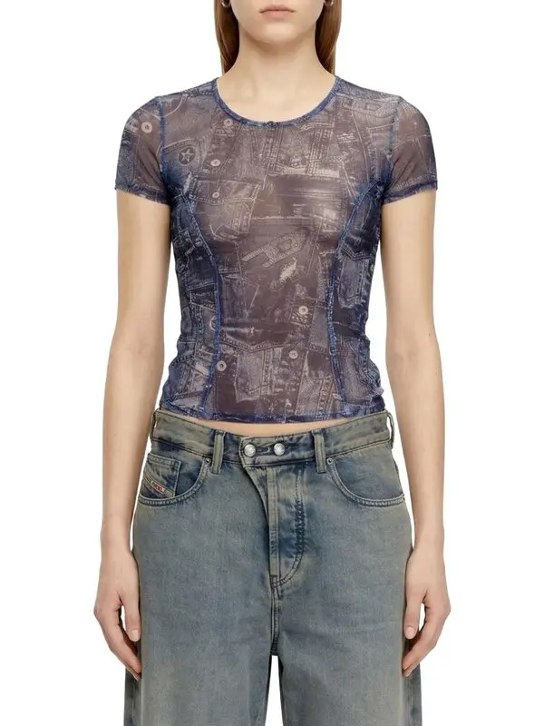 DIESEL® Printed Jersey Top - Blue