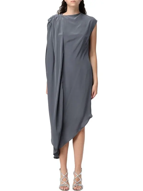 CRIDA MILANO Peonia Asymmetrical Midi Dress - Blue
