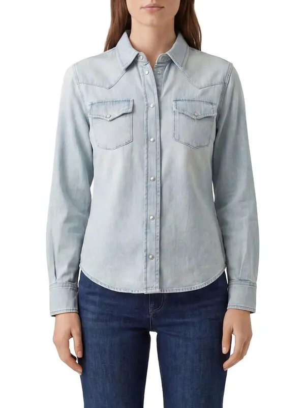 Jacob Cohen Cotton Denim Shirt With Applied Pockets - Gnawed Blue