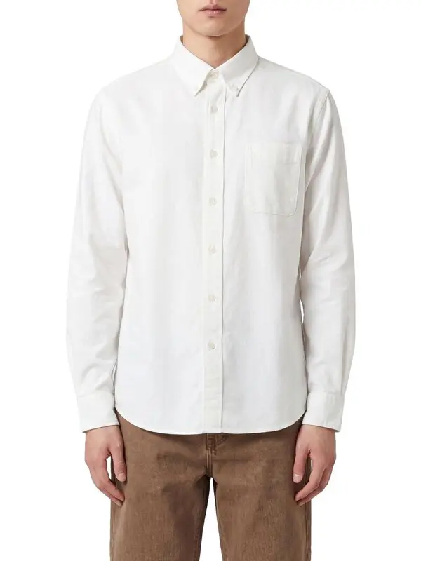 SEBAGO Long-sleeve Cotton Shirt With Button-down Collar And Patch Pocket - White