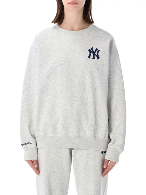 SPORTY & RICH Monogram Cotton Crewneck Sweatshirt - Grey