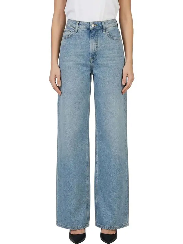 CYCLE Wide Leg Jeans In Cotton Denim - Blue