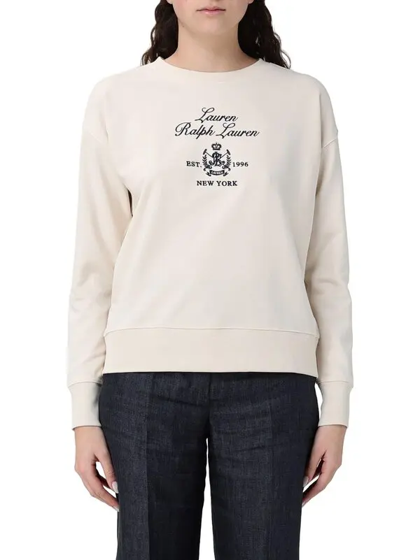 Ralph Lauren Crew Neck Knit With Embroidered Logo - Beige