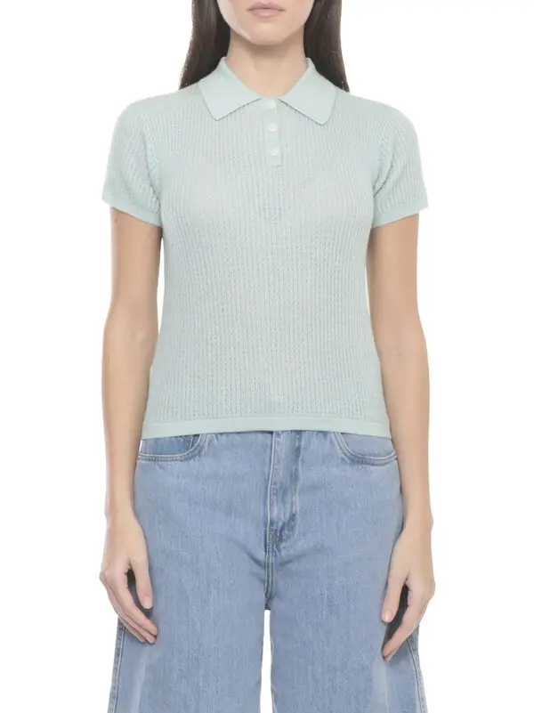 Guest In Residence Ribbed Knit Polo Shirt - Water
