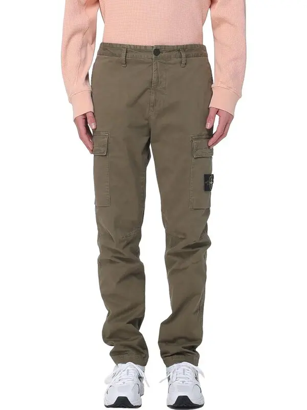 Stone Island Stretch Cotton Cargo Trousers - Green
