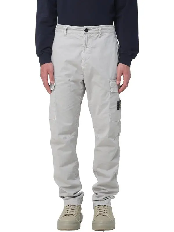 Stone Island Stretch Cotton Slim Fit Cargo Trousers - Grey