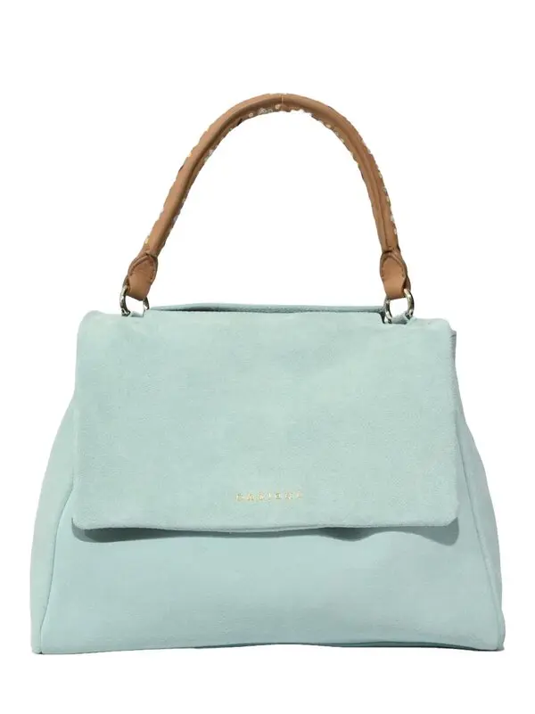 Orciani Sveva Soft Suede Bag With Embroidered Handle - Gnawed Blue