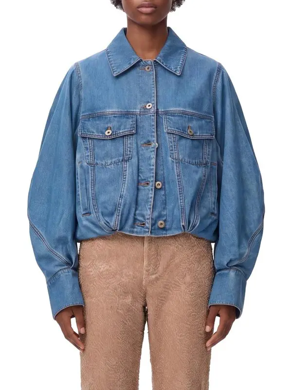 Loewe Denim Jacket With Balloon Sleeves - Gnawed Blue