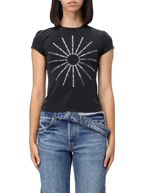 Alexander Wang Slim Fit Stretch-cotton T-shirt With Contrast Logo - Black