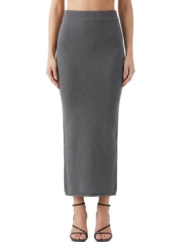ENTIRE STUDIOS Cotton Knit Pencil Skirt - Grey