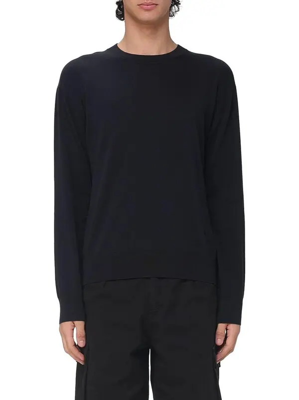 LANEUS Cotton Knit Crewneck Sweater - Black