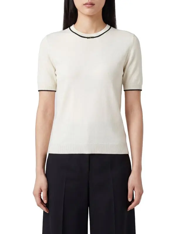 Valentino Garavani Wool Crew Neck Sweater With Bow And Vlogo Signature - Ivory
