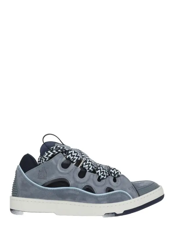 LANVIN Curb Leather And Mesh Low Top Sneakers - Beige