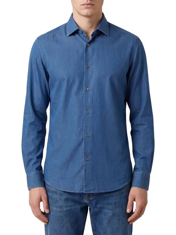 Zegna Long-sleeved Slim Fit Formal Shirt In Cotton With French Collar - Grey