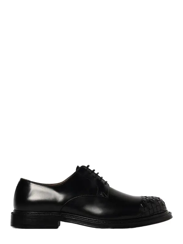 Bottega Veneta Brogue Shoes With Woven Detail - Black