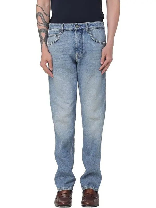 LARDINI Straight Leg Jeans - Gnawed Blue