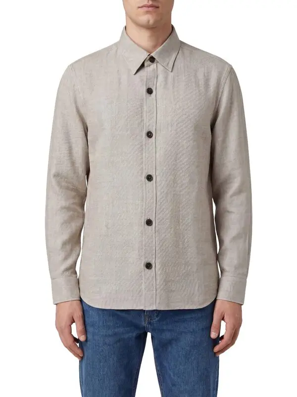 Zegna Shirt Jacket In Cashmere And Linen Blend - Grey