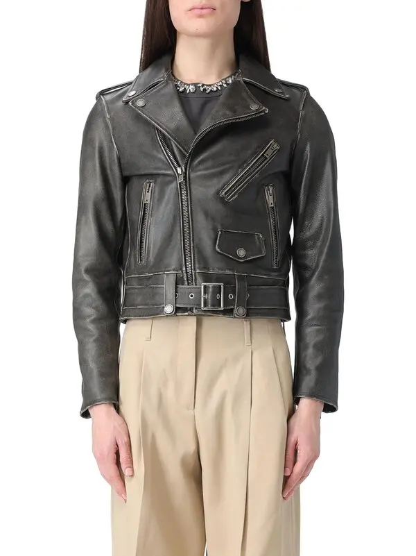 GOLDEN GOOSE Leather Biker Jacket - Black