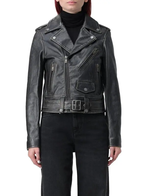 GOLDEN GOOSE Leather Biker Jacket - Black