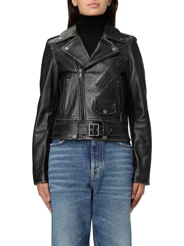 GOLDEN GOOSE Leather Biker Jacket - Black