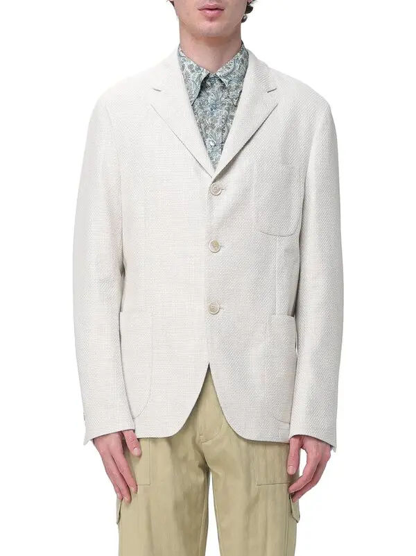 Etro Single-breasted Blazer In Cotton And Wool - Brown