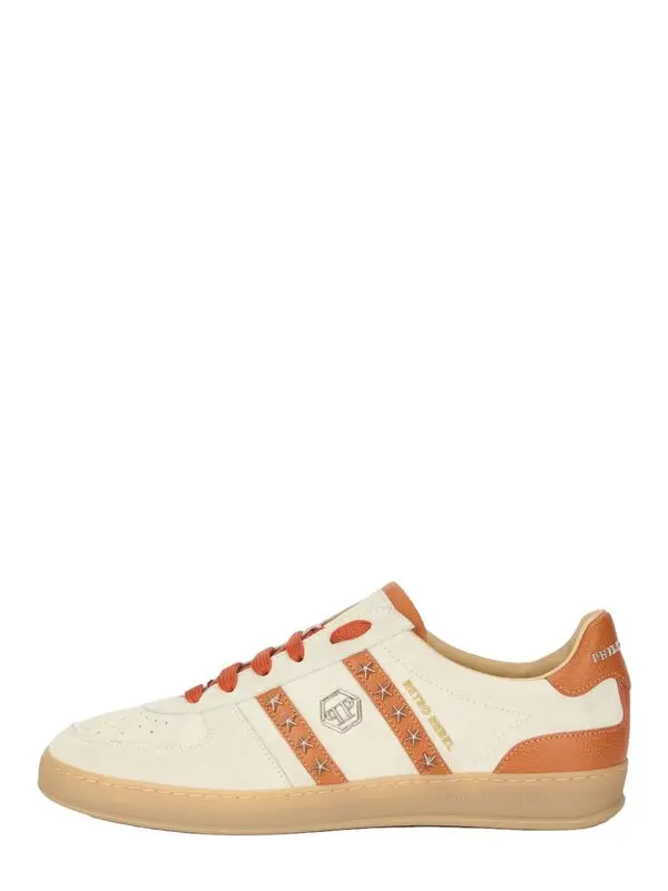 Philipp Plein Retro Rebel Suede Sneakers With Applied Stars - Beige