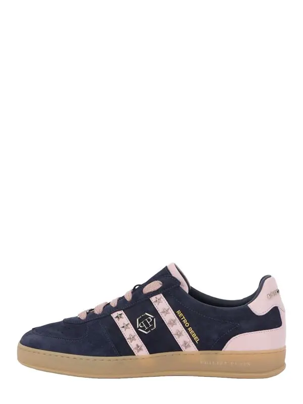 Philipp Plein Retro Rebel Suede Sneakers With Applied Stars - Blue