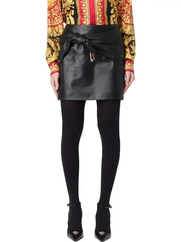 Versace Leather Wrap Skirt - Black