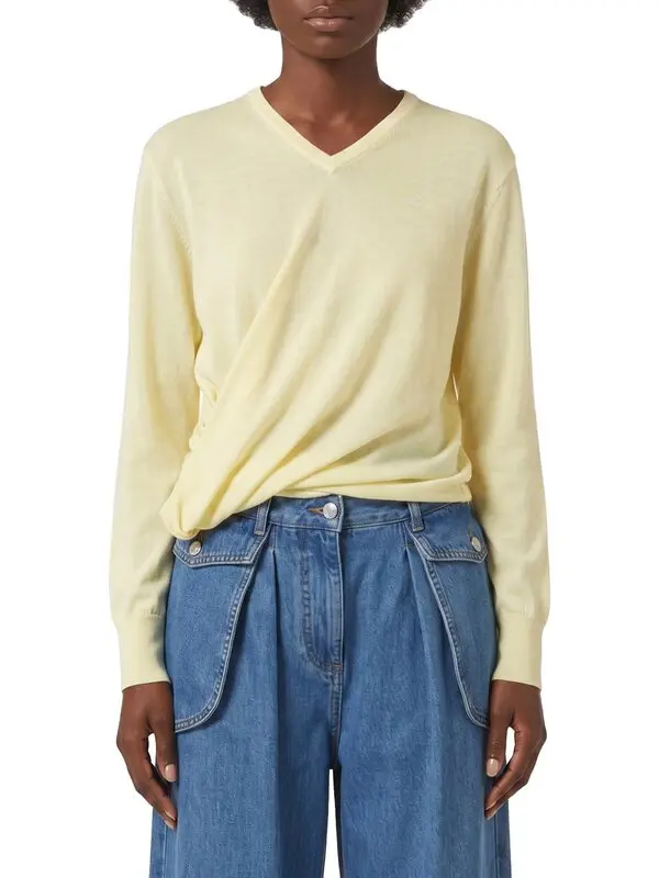 Loewe Draped Wool Blend V-neck Sweater - Yellow
