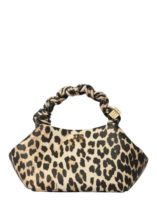 GANNI Leopard Print Top Handle Bag - Milk