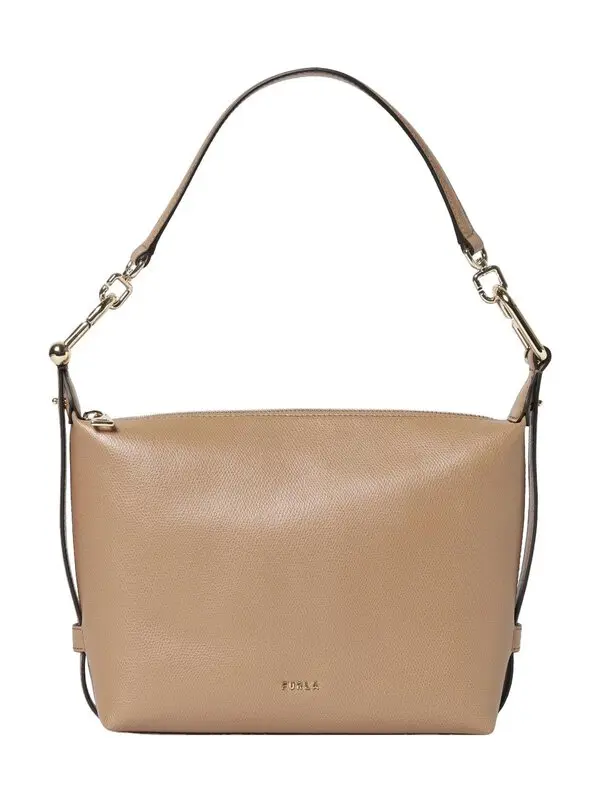 Furla Tonie Grained Leather Shoulder Bag With Removable Strap - Brown