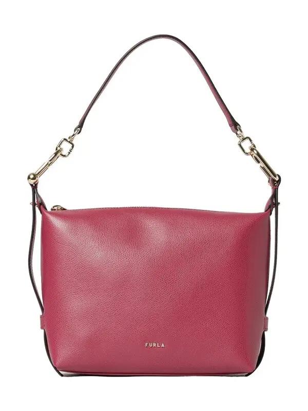 Furla Tonie Grained Leather Shoulder Bag With Removable Strap - Burnt