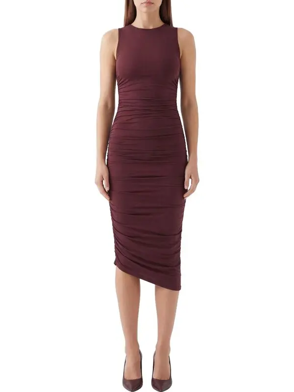 Wolford Asymmetrical Stretch Jersey Midi Dress - Plum
