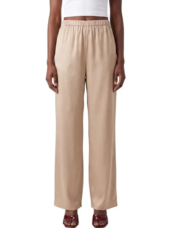Loulou De Saison Pure Silk Palazzo Pants - Beige