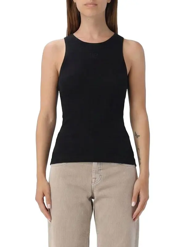 GANNI Ribbed Tank Top - Black