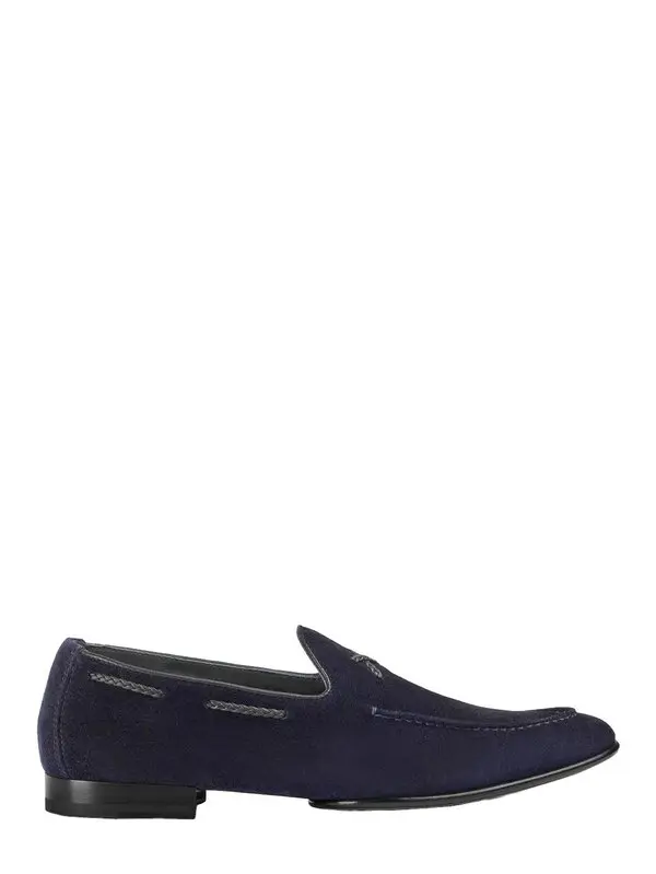 DOUCAL'S Suede Loafers With Woven Straps - Blue