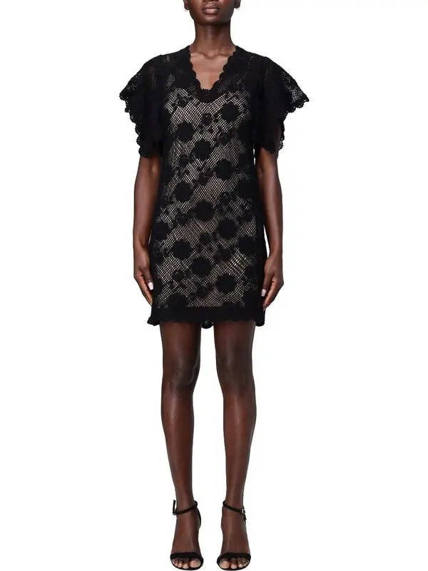 TWINSET Cotton Lace Mini Dress - Black