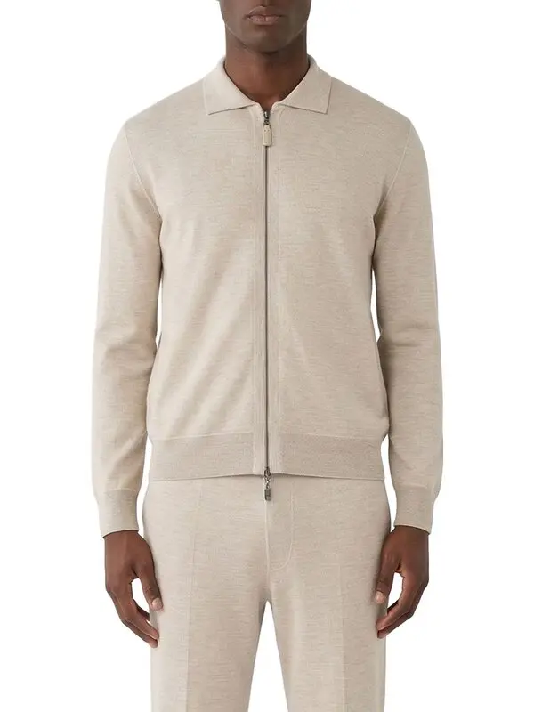 Brioni Cotton And Cashmere Polo Cardigan - Grey