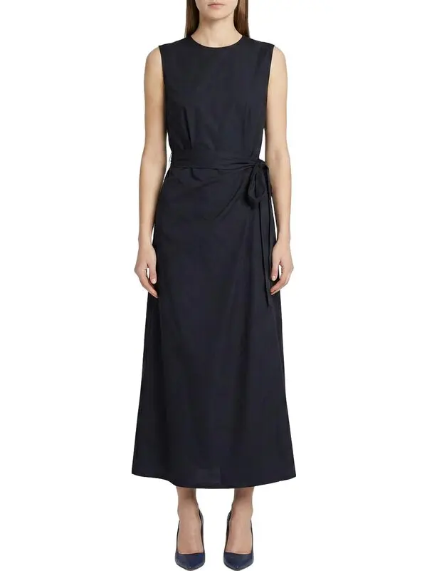 Aspesi Cotton Poplin Wrap Midi Dress - Blue