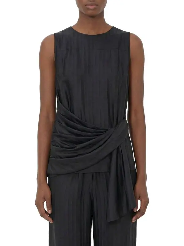 Loulou De Saison Sleeveless Wrap Detail Top - Black