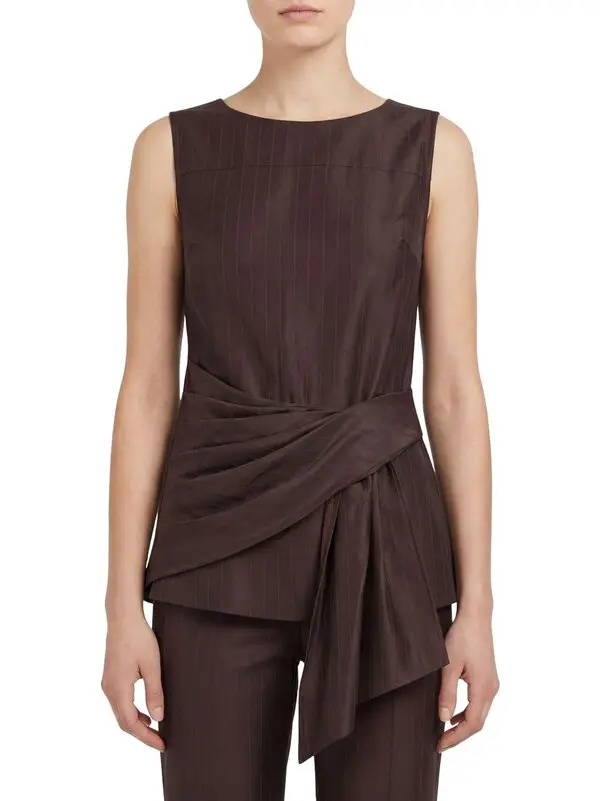Loulou De Saison Sleeveless Wrap Detail Top - Brown