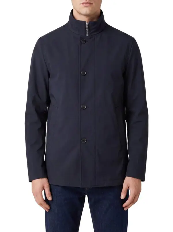 DUNO Solus Zevio High Neck Cotton Lightweight Jacket With Zip Closure - Navy