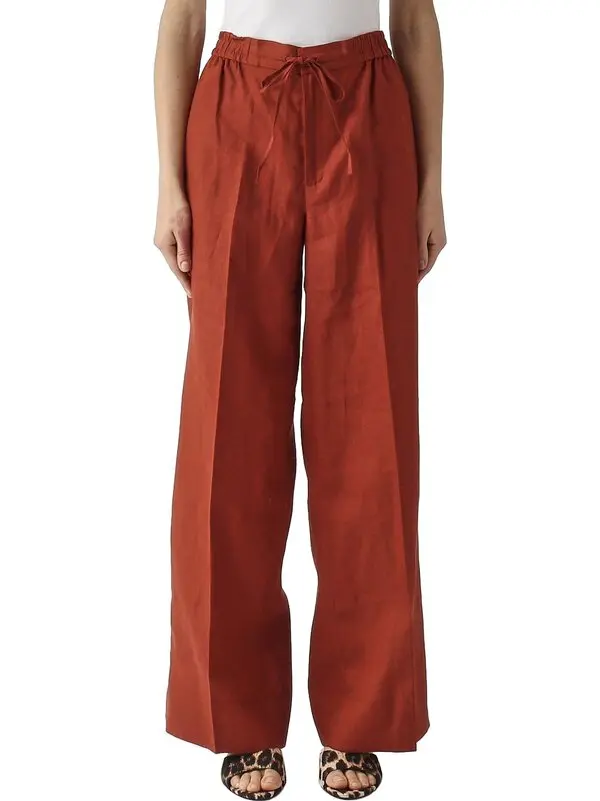 TWINSET Linen Palazzo Trousers - Brown