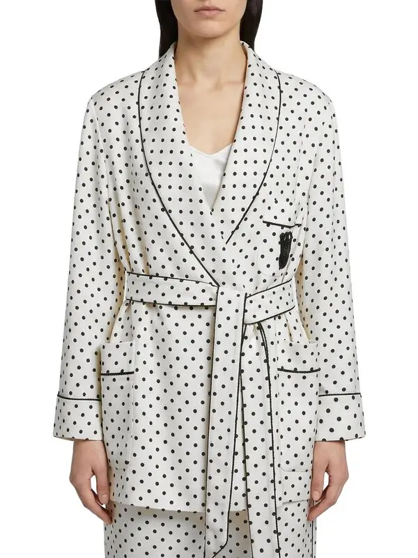 Valentino Garavani Polka Dot Viscose Robe Jacket - Black