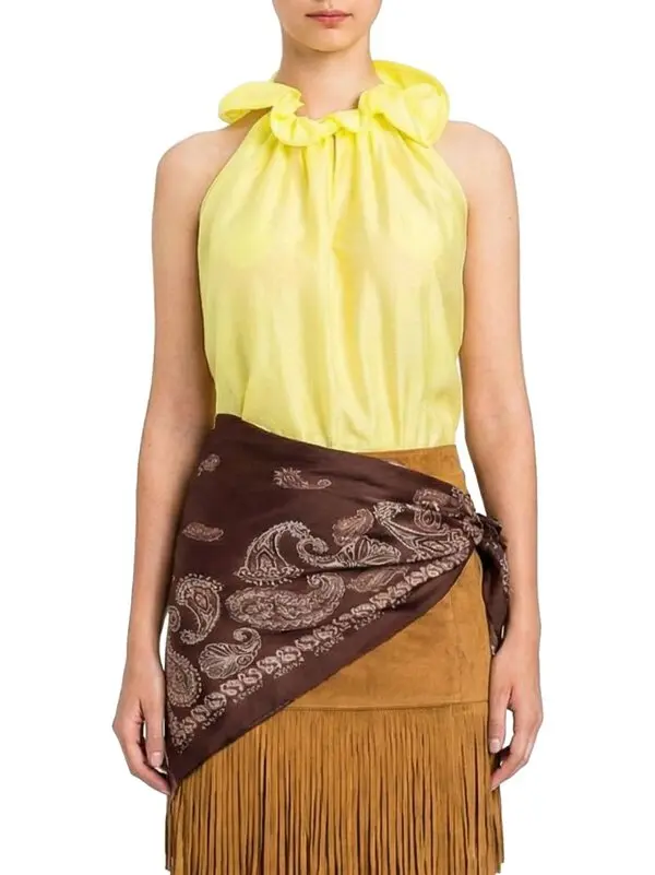 TWINSET Off-the-shoulder Halter Neck Crêpe Top - Lime