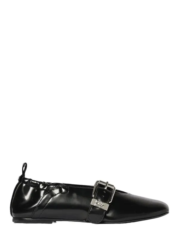 GANNI Ballet Pumps With Buckle Detail - Black