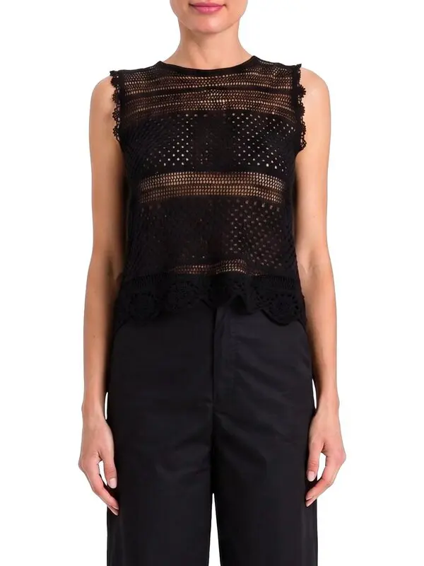 TWINSET Cotton And Linen Knit Top - Black